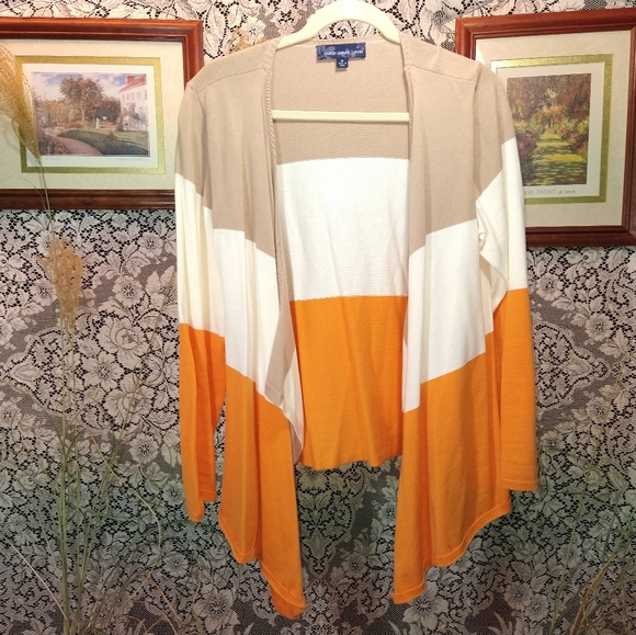 Susan Graver | Sweaters | Susan Graver Tan White Gold Cardigan Sweater ...